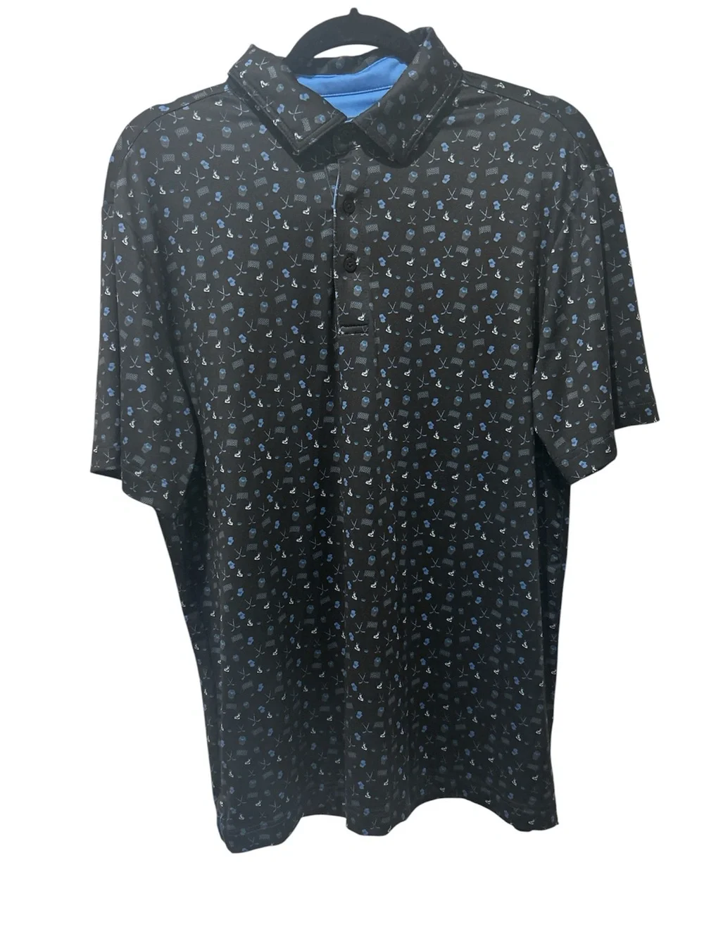 Pure Hockey | Shirts | Mens Black Polo With Blue Accent Micro Pattern ...